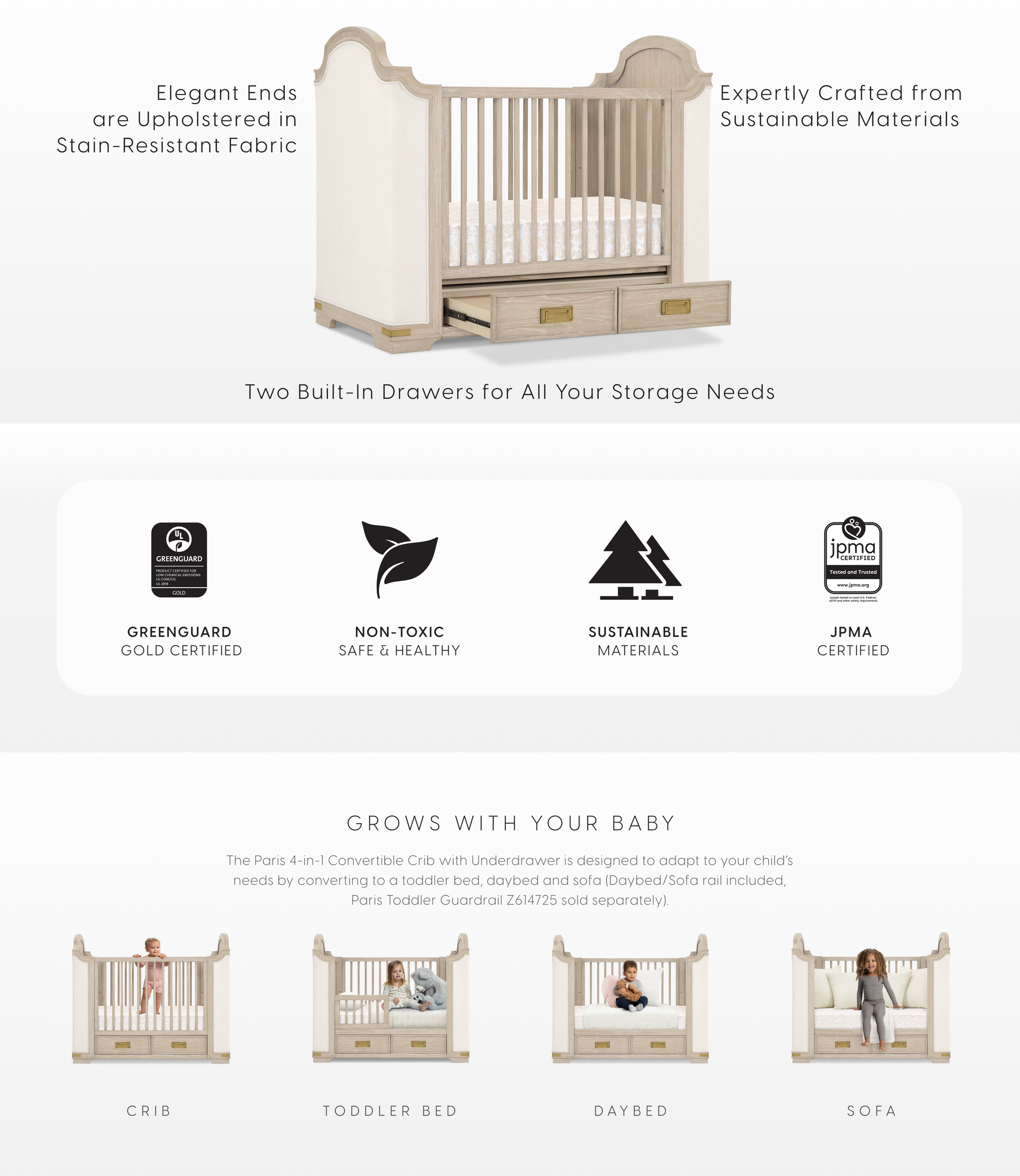 Paris 4-in-1 Convertible Crib with Underdrawer | Products | Bellini