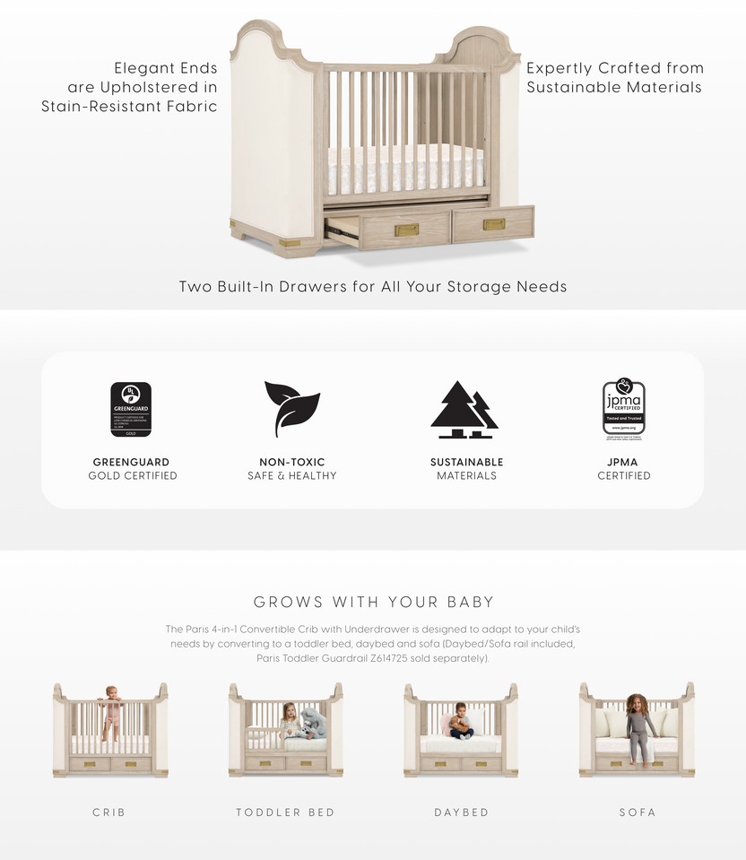 Paris 4-in-1 Convertible Crib with Underdrawer | Products | Bellini