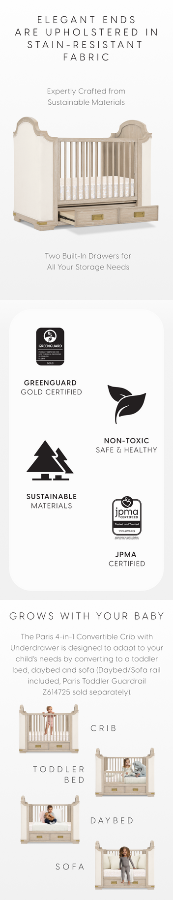 Paris 4-in-1 Convertible Crib with Underdrawer | Products | Bellini