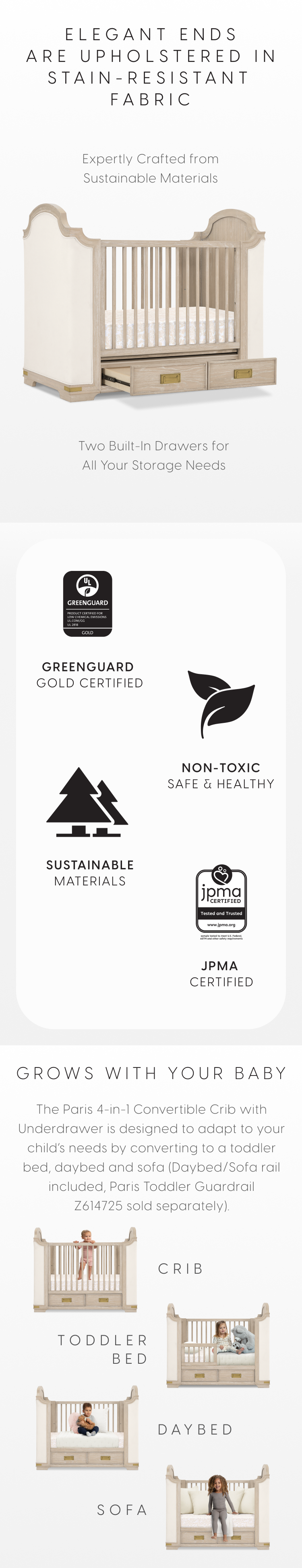 Paris 4-in-1 Convertible Crib with Underdrawer | Products | Bellini